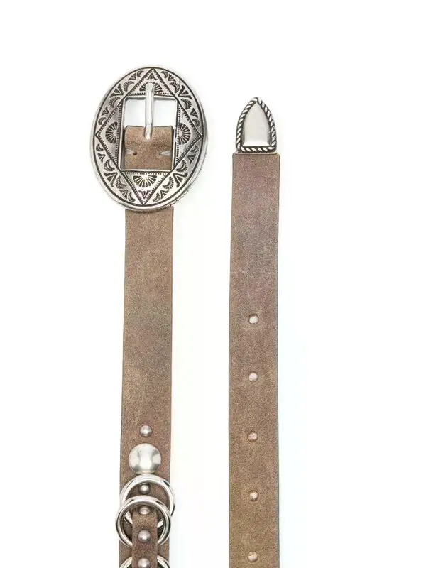 GOLDEN GOOSE Stud-embellished Ring-detail Belt - Neutrals
