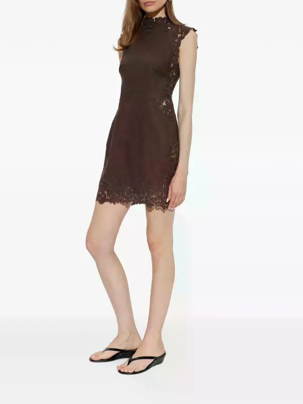 Cult Gaia Riti Embroidered Woven Mini Dress - Brown