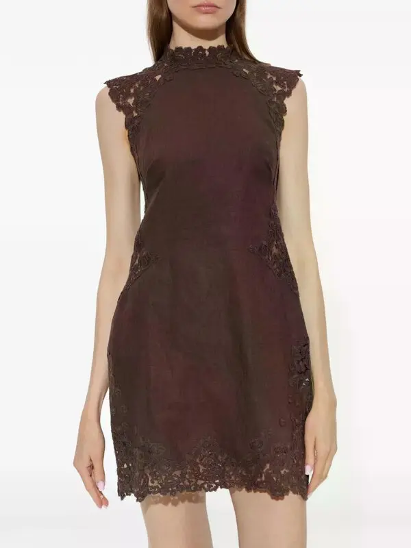Cult Gaia Riti Embroidered Woven Mini Dress - Brown