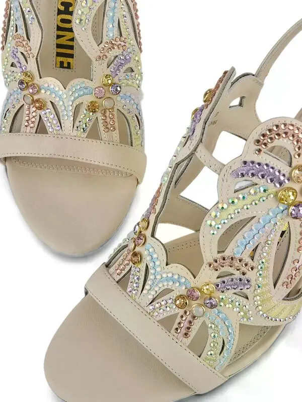 KAT MACONIE Kiawa Crystal-embellished Cut-out Sandals - White