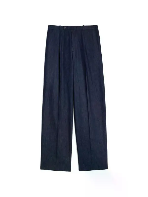 JIL SANDER Relaxed-fit Lightweight-cotton-chambray Trousers With Front Pleats - Blue