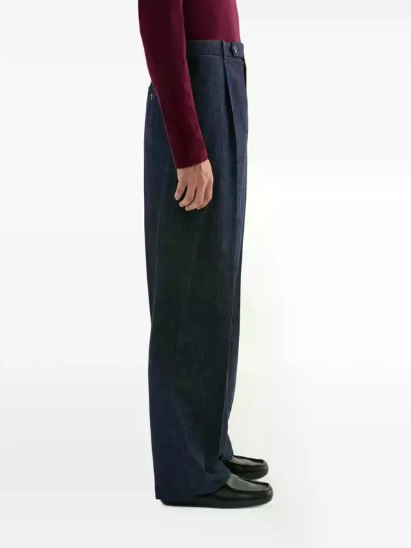 JIL SANDER Relaxed-fit Lightweight-cotton-chambray Trousers With Front Pleats
