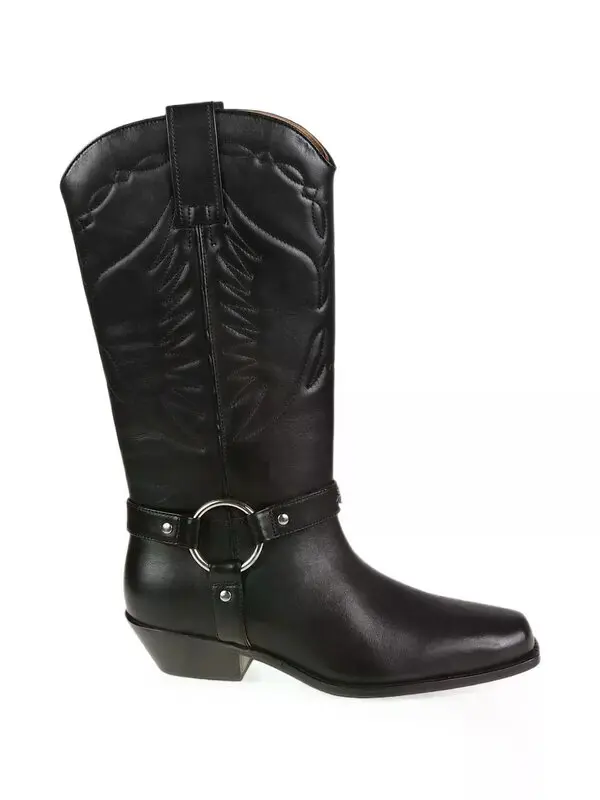 Patrizia Pepe Embroidered Leather Cowboy Boots