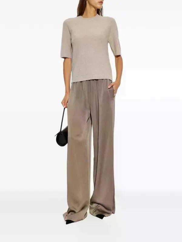 Fabiana Filippi Satin-finish Wide-leg Trousers