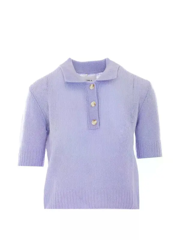 LISA YANG Masy Knitted Polo - Purple