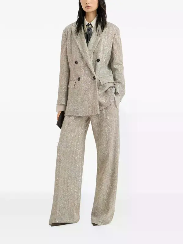 Brunello Cucinelli Dazzling Chevron Embroidery Blazer In Sparkling Mohair And Wool