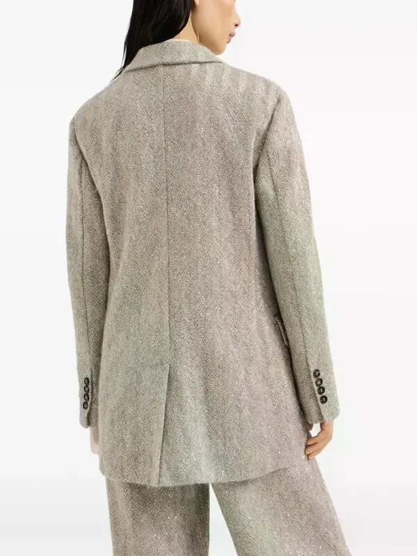 Brunello Cucinelli Dazzling Chevron Embroidery Blazer In Sparkling Mohair And Wool