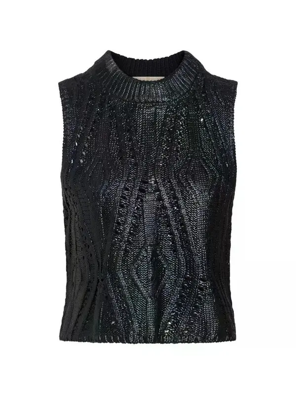 MARIE OLIVER Mcguire Open-knit Sleeveless Top - Black