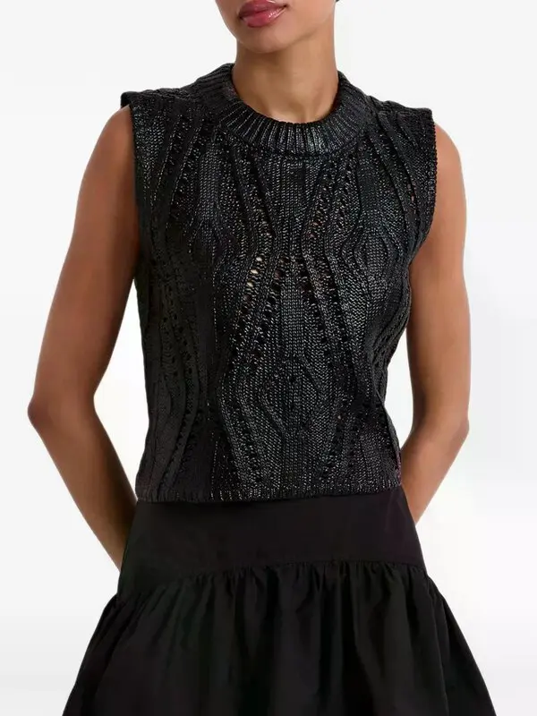 MARIE OLIVER Mcguire Open-knit Sleeveless Top