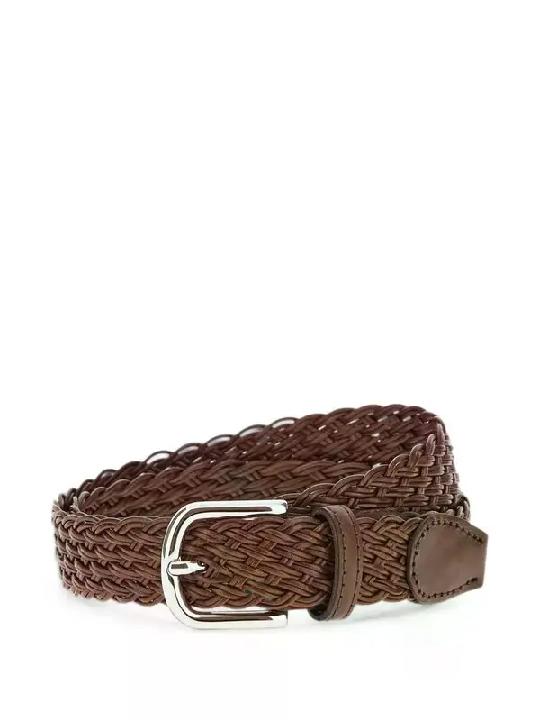 Paul & Shark Woven Leather Belt - Brown