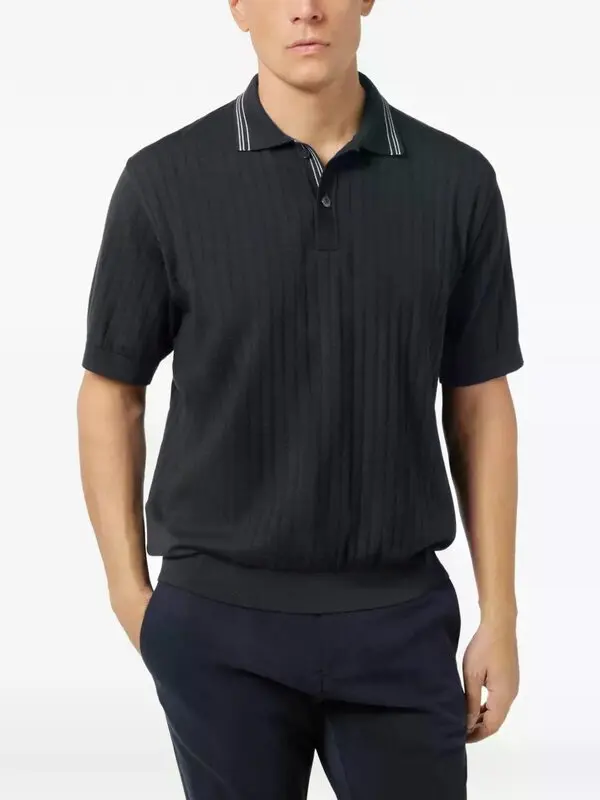 Paul & Shark Ribbed Striped-detail Polo Shirt