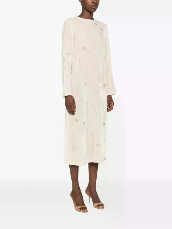 FORTE_FORTE Embroidered Crushed-velvet Midi Dress