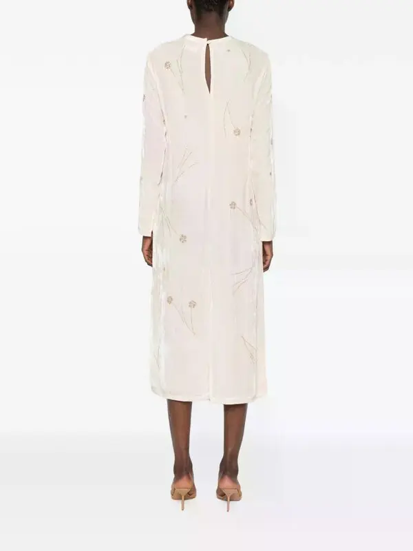 FORTE_FORTE Embroidered Crushed-velvet Midi Dress