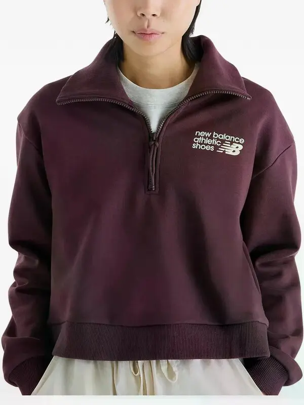 NEW BALANCE Athletics Premium Half-zip Logo-embroidery Sweatshirt - Red