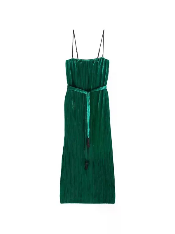 FORTE_FORTE Pleated Midi Dress - Green