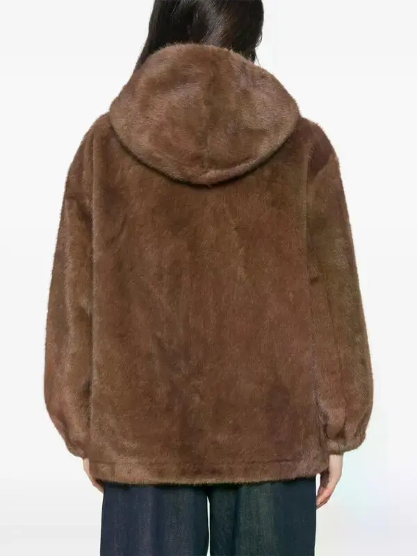 LOU ANDREA Hooded Faux-fur Coat