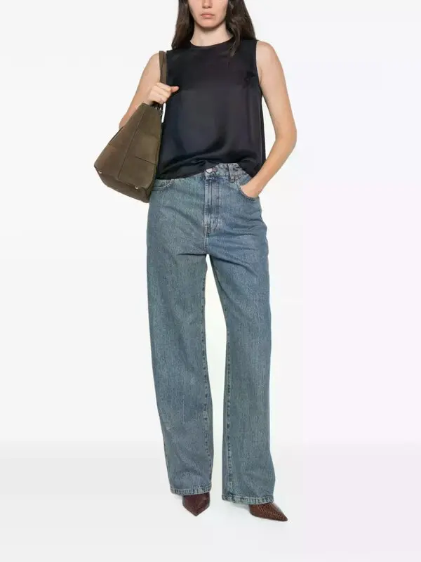 WHYCI Satin-finish Sleeveless Blouse