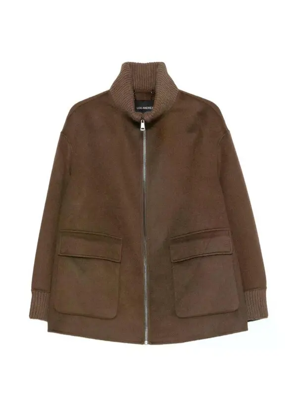 LOU ANDREA Ribbed-trim Flap-pocket Jacket