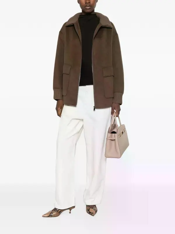 LOU ANDREA Ribbed-trim Flap-pocket Jacket