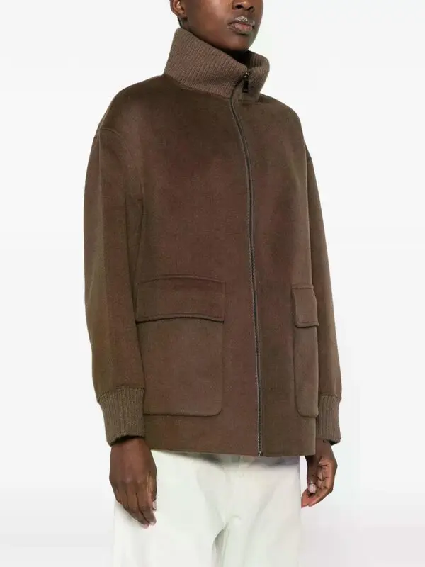 LOU ANDREA Ribbed-trim Flap-pocket Jacket
