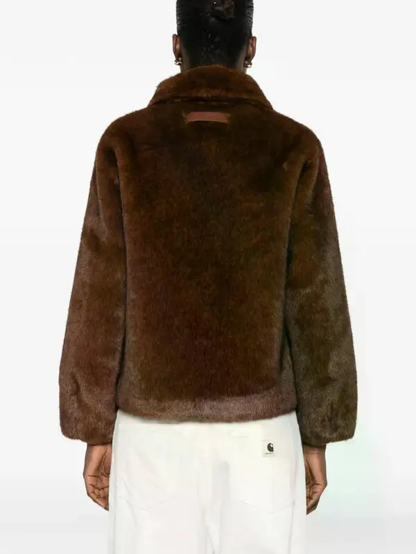 LOU ANDREA Collared Faux-fur Jacket