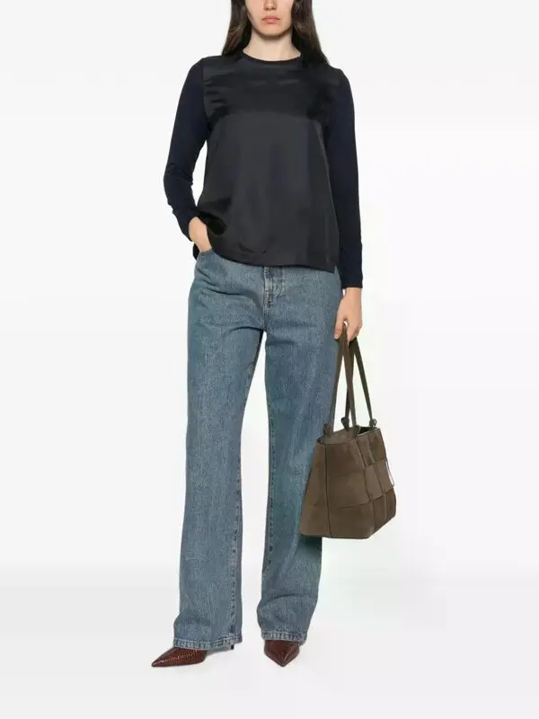 WHYCI Satin-panel Long-sleeve Top