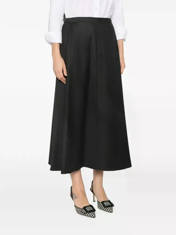 WHYCI Elasticated-waist Flared Midi Skirt