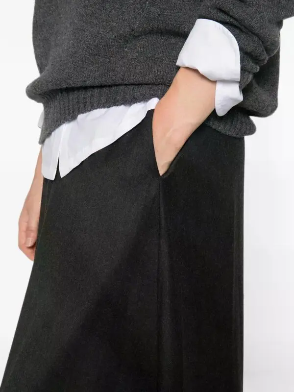 WHYCI Elasticated-waist Flared Midi Skirt