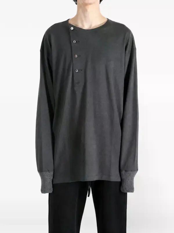 TAIGA TAKAHASHI Asymmetric Button-fastening T-shirt - Grey