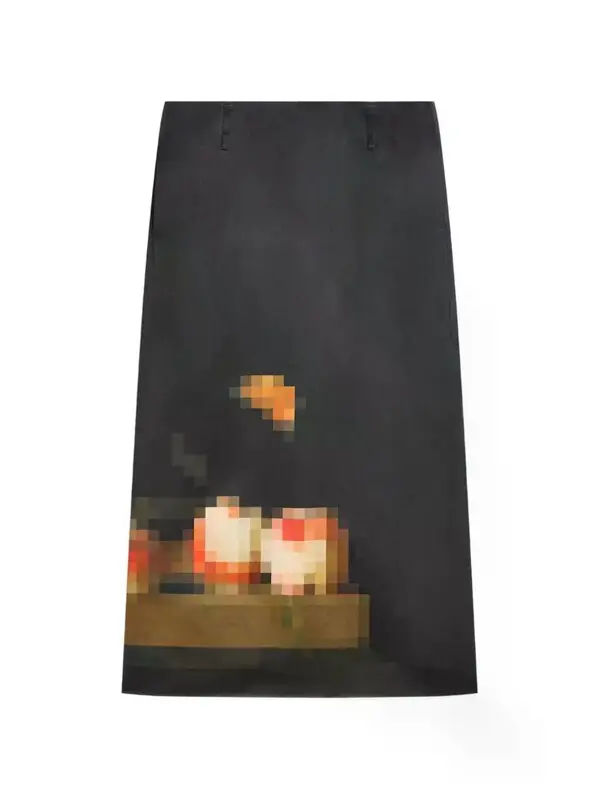 Dries Van Noten Printed Cotton Silk Satin Maxi Skirt