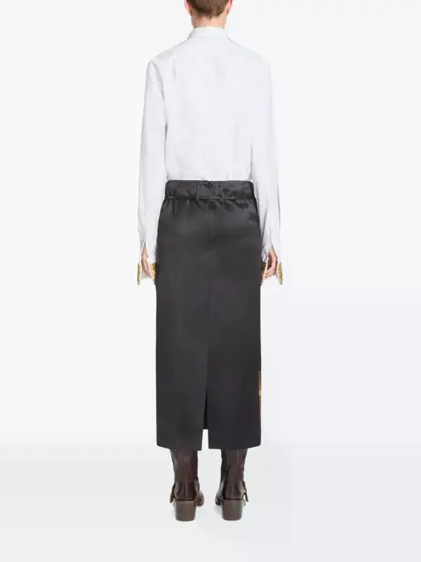 Dries Van Noten Printed Cotton Silk Satin Maxi Skirt