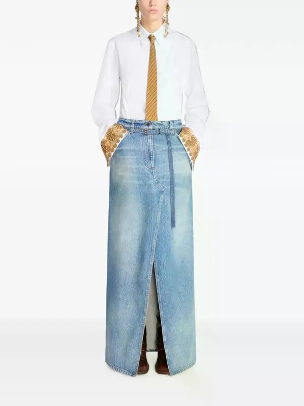 Dries Van Noten Long Denim Skirt