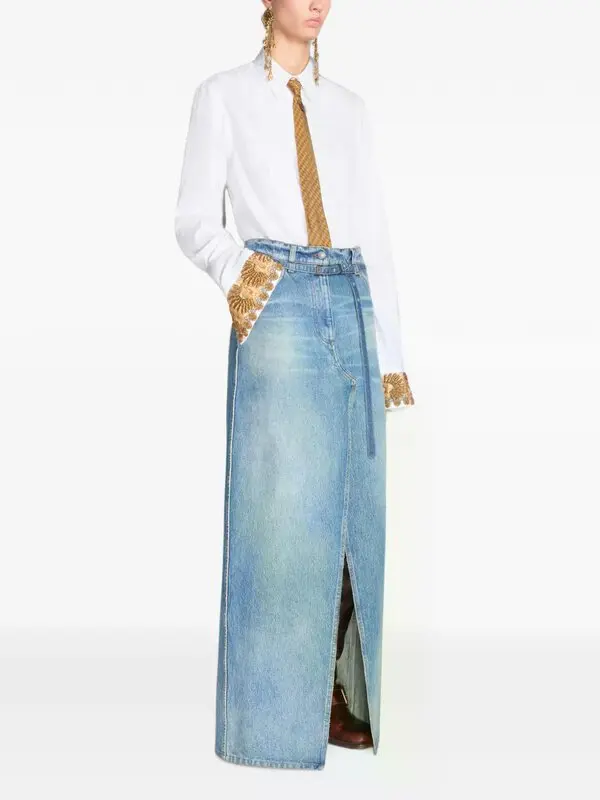 Dries Van Noten Long Denim Skirt