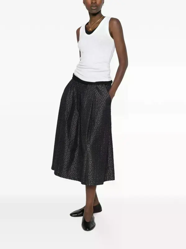 WHYCI Jacquard-woven Pleated Midi Skirt