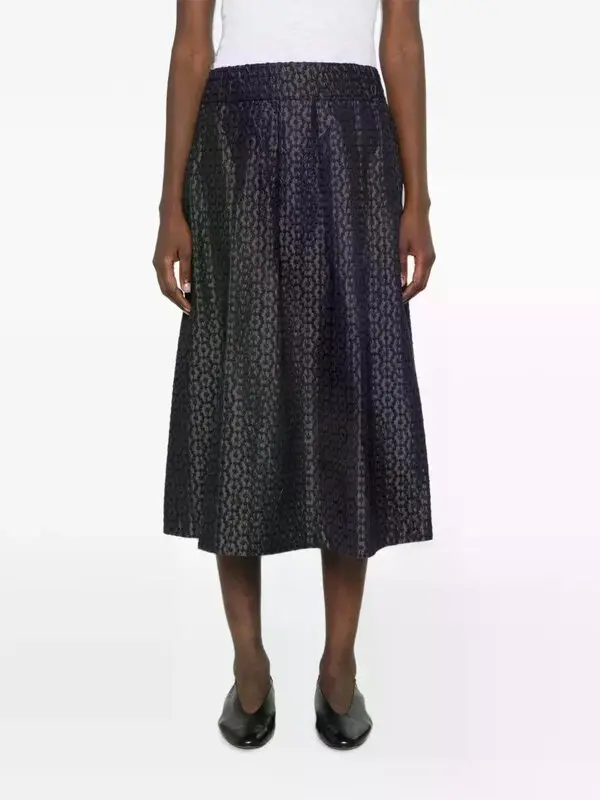 WHYCI Jacquard-woven Pleated Midi Skirt