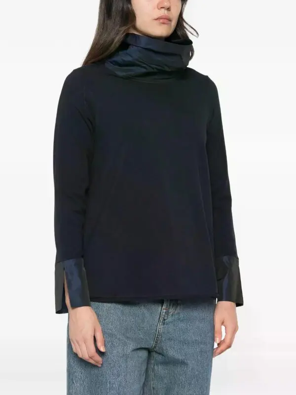 WHYCI Contrast-cuff Funnel-neck Top