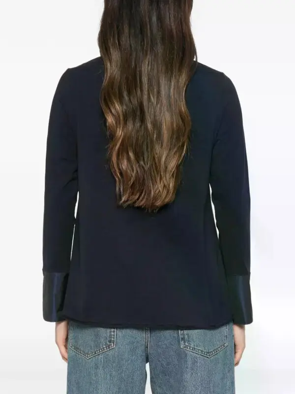 WHYCI Contrast-cuff Funnel-neck Top