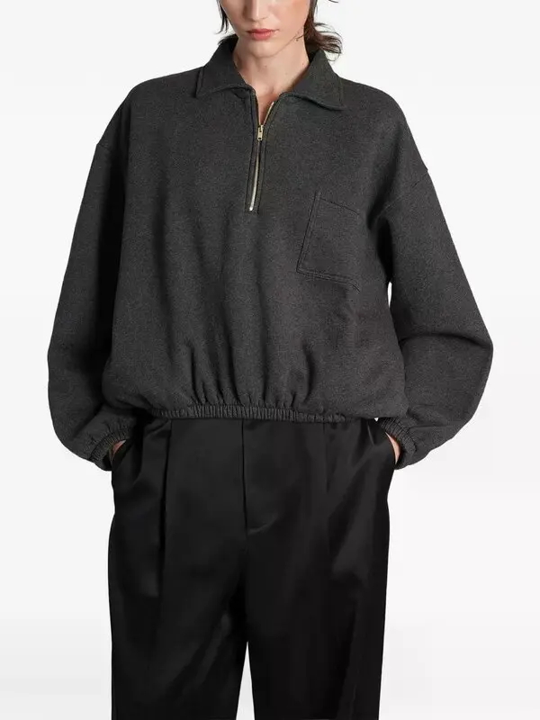 DARKPARK Alva Quarter-zip Elasticated-hem Cropped Sweatshirt