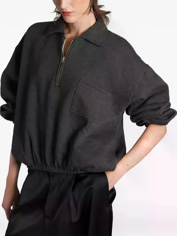 DARKPARK Alva Quarter-zip Elasticated-hem Cropped Sweatshirt