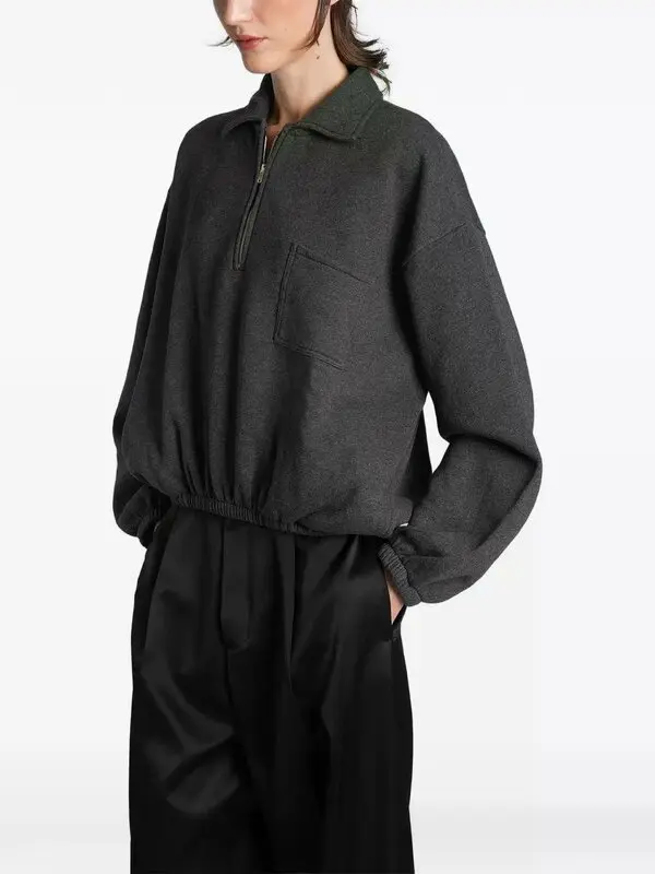 DARKPARK Alva Quarter-zip Elasticated-hem Cropped Sweatshirt