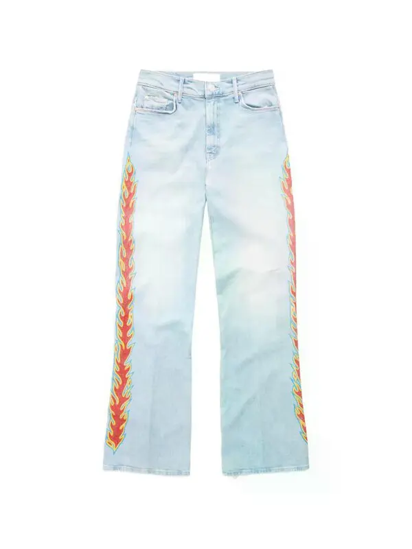MOTHER The Saloon Sneak Flame-print Jeans
