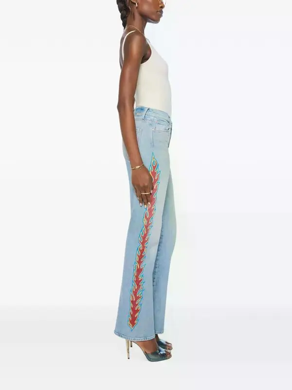 MOTHER The Saloon Sneak Flame-print Jeans