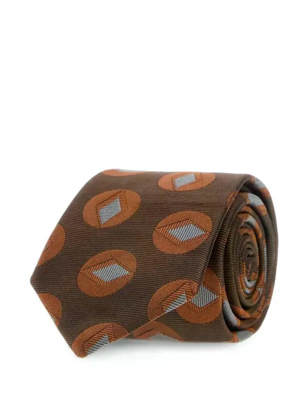 Giorgio Armani Geometric-pattern Silk Tie - Brown