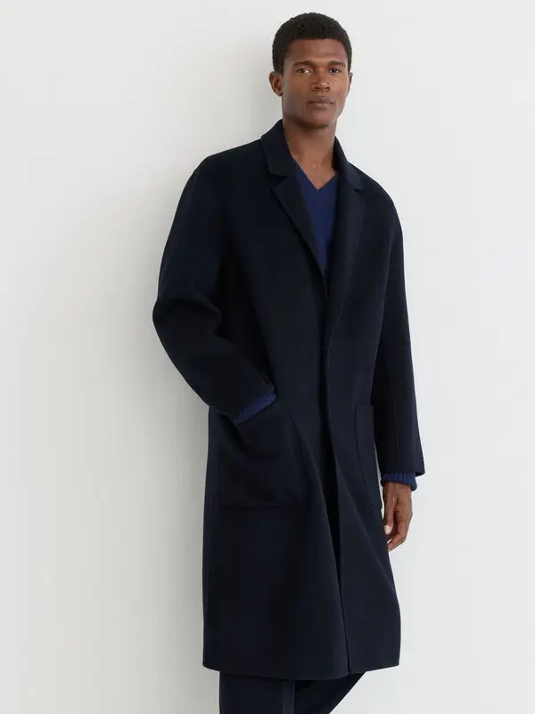 REISS Eclipse Wool-blend Blindseam Relaxed-fit Coat - Navy