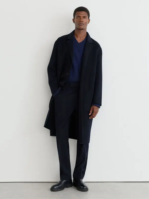 REISS Eclipse Wool-blend Blindseam Relaxed-fit Coat - Navy
