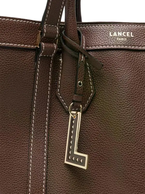 LANCEL Belleville Contrast-stitch Leather Tote Bag - Brown