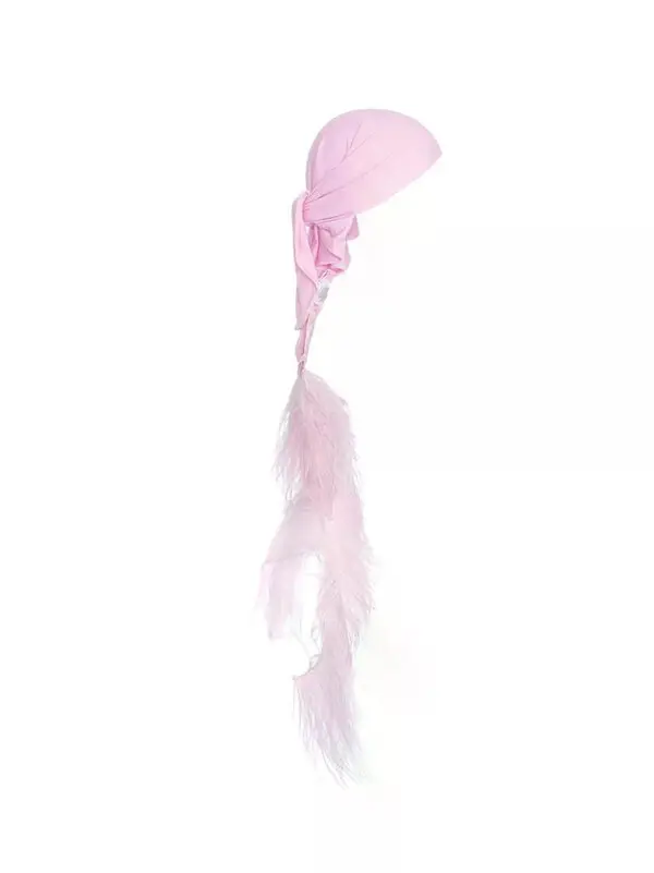 MANURI Sissy Feather-trim Headscarf - Pink