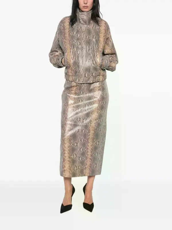 DUCIE Chloe Python-print Midi Skirt