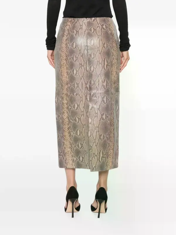 DUCIE Chloe Python-print Midi Skirt