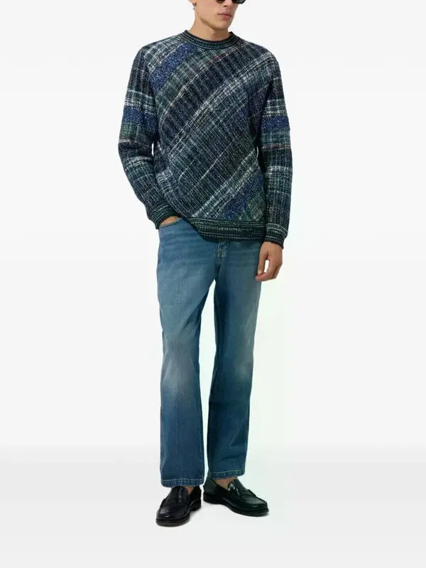 Missoni Wool-blend Pullover With Macro-check Pattern - Blue
